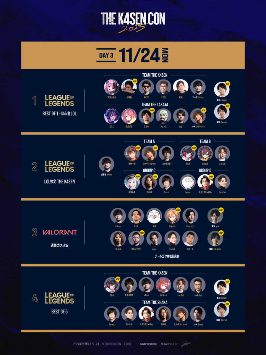 THE K4SEN CON 2025開催決定！ゲームタイトル全て公開！追加出演者の情報も公開 | ゲーマーの隠れ家